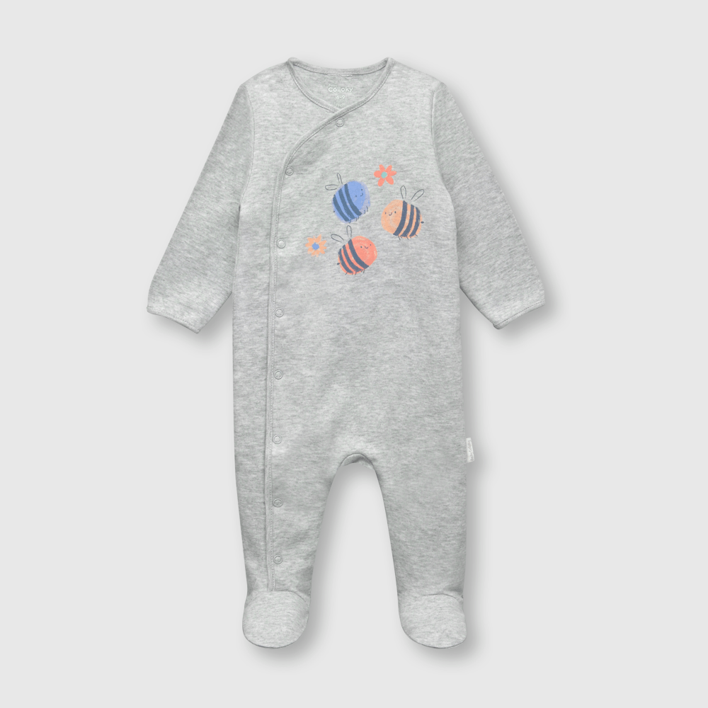 Osito de bebe niña estampado gris (0 a 9 meses) - Colloky Chile