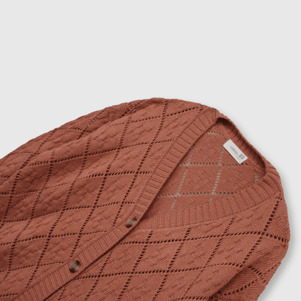 Chaleco de niña con botones cafe (2 a 12 años) - Colloky Chile