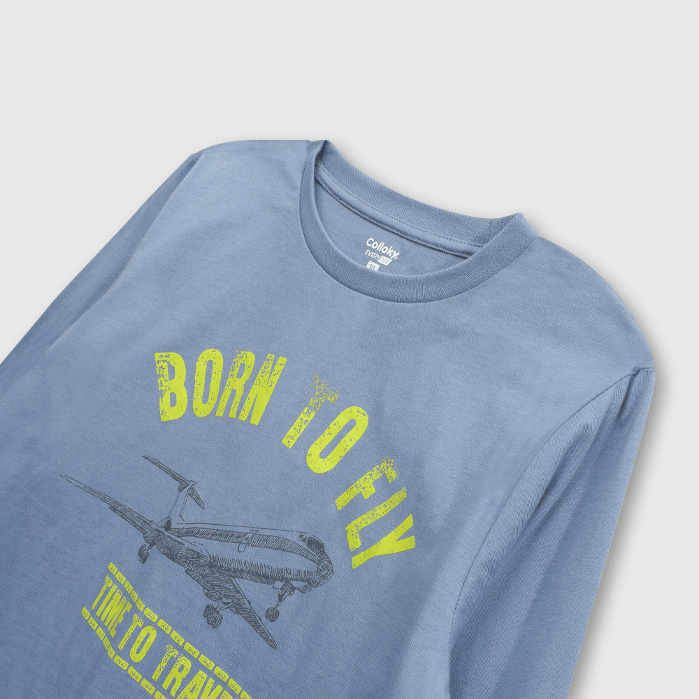 Polera Every day Niño Celeste POJE8140I24 - Colloky Chile