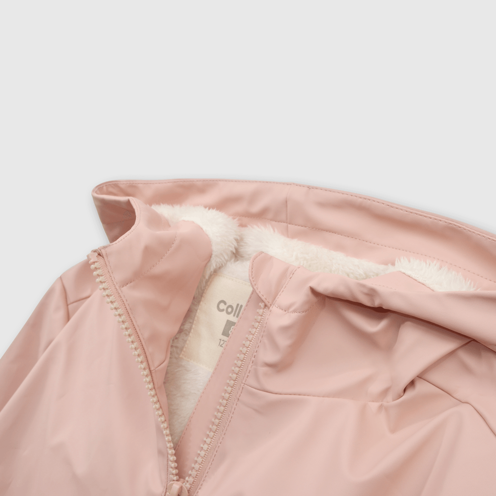Chaqueta Rosada Engomada Forro de Jersey y Gorro para Niña - Colloky Chile