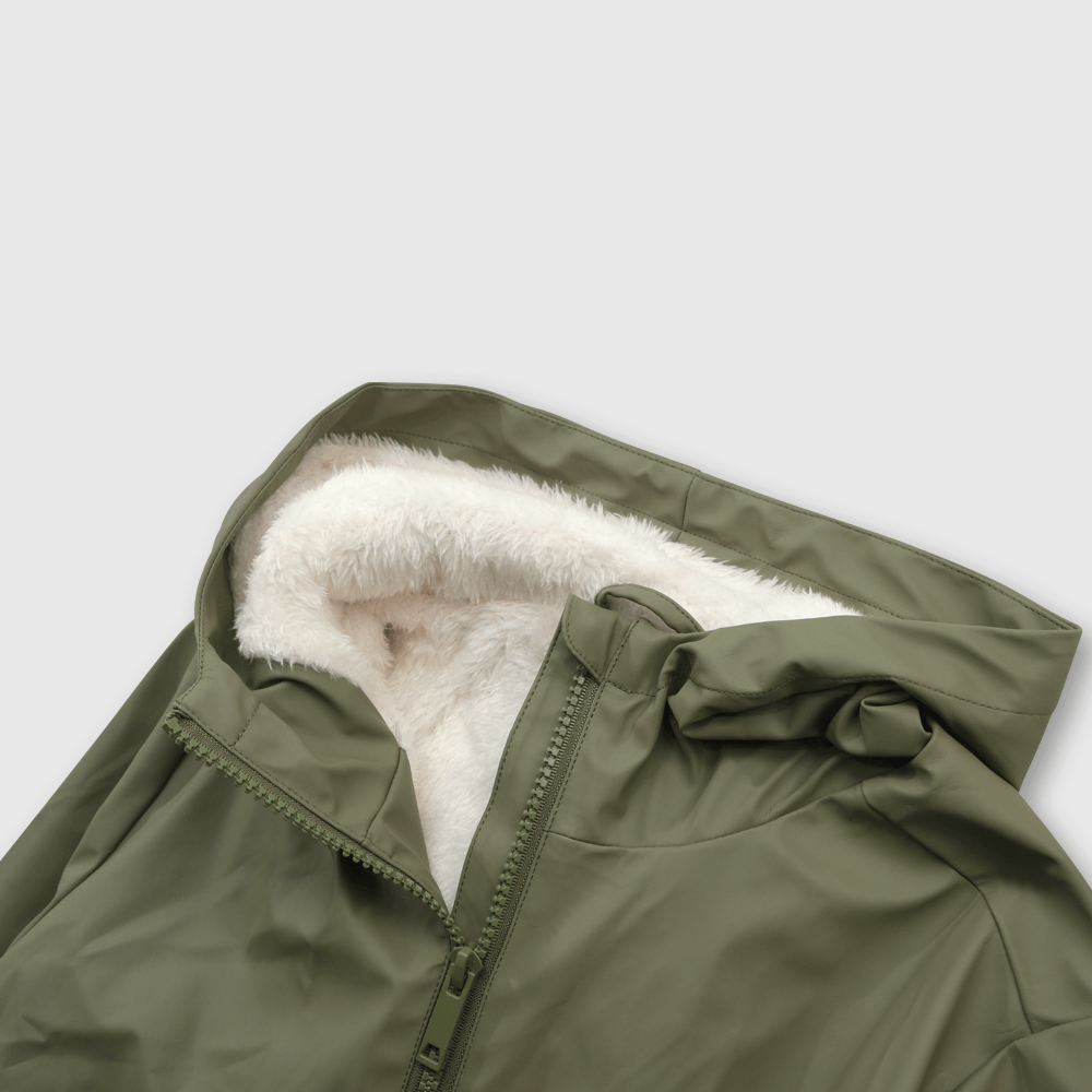 Chaqueta Verde Engomada con Forro de Jersey y Gorro para Niño - Colloky Chile