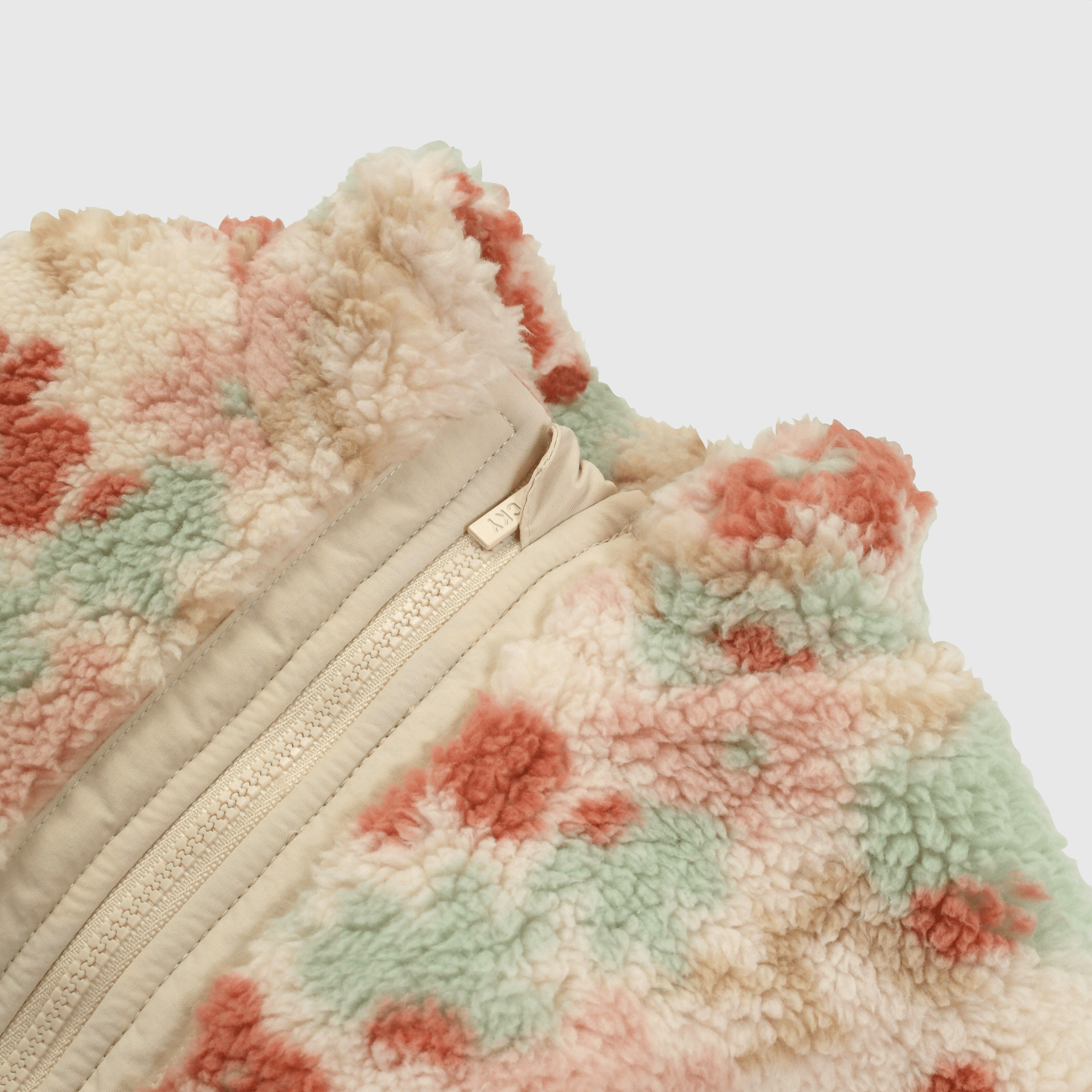 Polar con Cierre Beige Flores - Colloky Chile